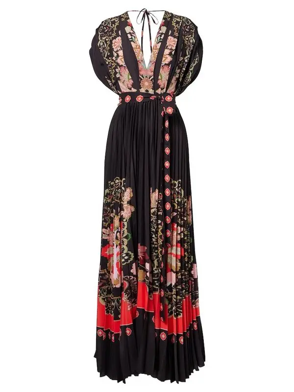 La DoubleJ Accordion Pleated Printed Maxi Dress - Multicoloured