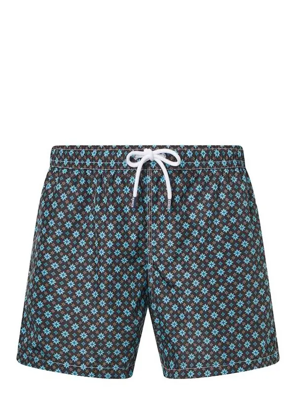 Fedeli Madeira Printed Swim Trunks - Brown