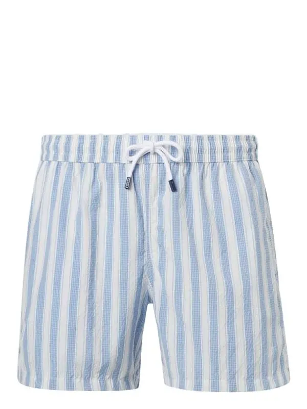 Fedeli Madeira Striped Swim Trunks - Blue