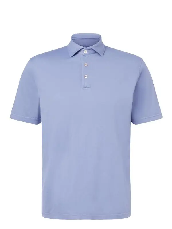 Fedeli Zero Cotton Jersey Polo Shirt - Blue