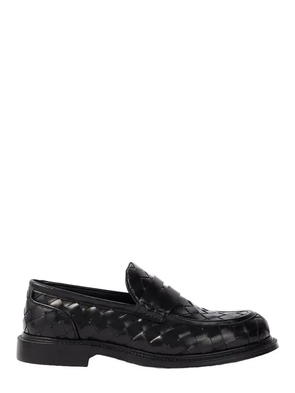 Bottega Veneta James Intrecciato Leather Penny Loafers - Black