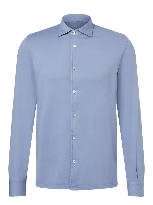 Fedeli Jason Cotton Jersey Shirt - Blue