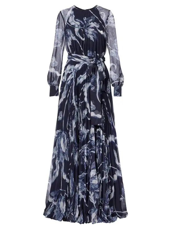 Erdem Floral Voile Gown - Blue