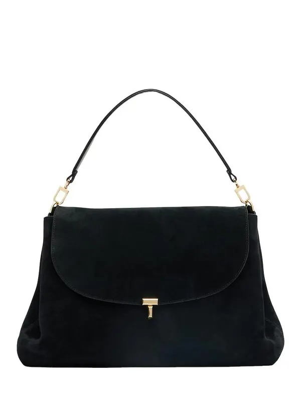 TOTEME T-lock Suede Shoulder Bag - Black