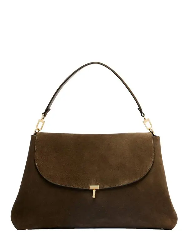 TOTEME T-lock Suede Shoulder Bag - Brown