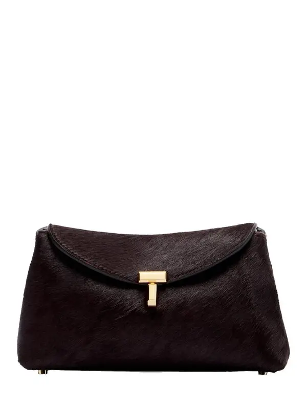 TOTEME T-lock Mini Calf Hair Clutch - Burgundy