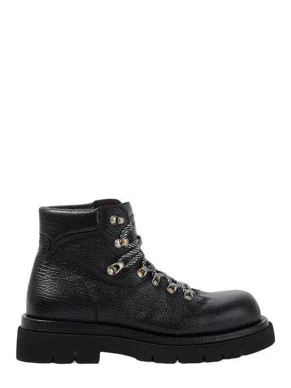 Bottega Veneta Lug Leather Lace-up Boots - Black