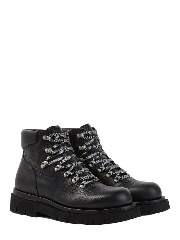 Bottega Veneta Lug Leather Lace-up Boots - Black