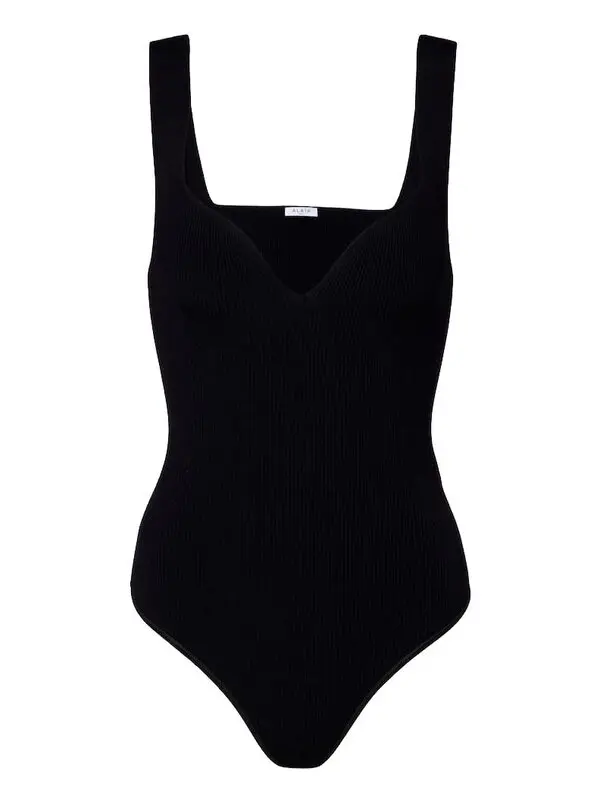 Alaïa Ribbed-knit Bodysuit - Black