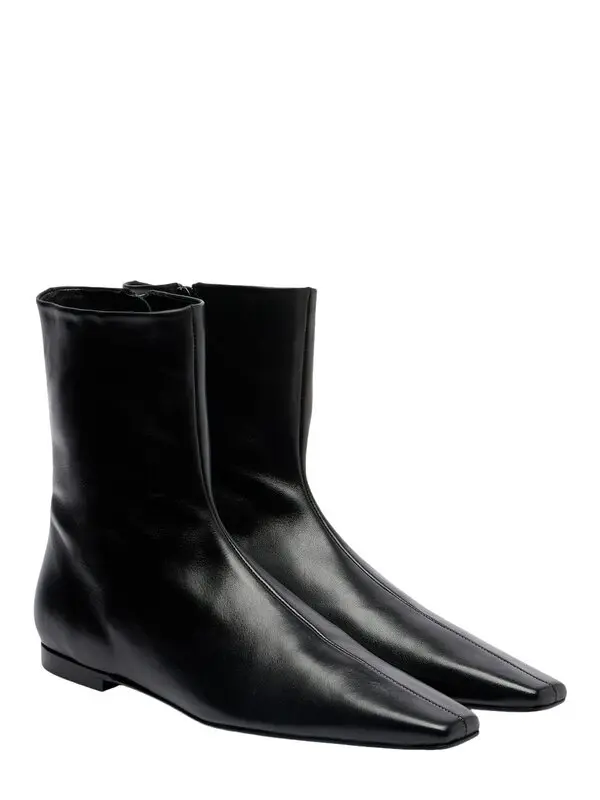TOTEME Leather Ankle Boots - Black