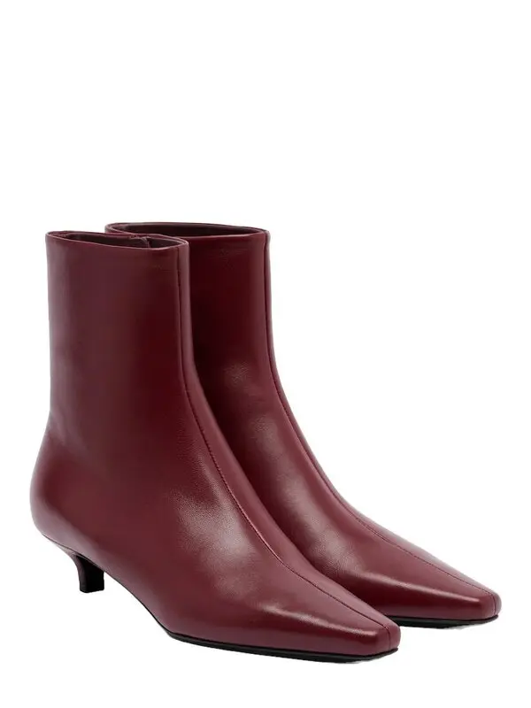 TOTEME Leather Ankle Boots - Red