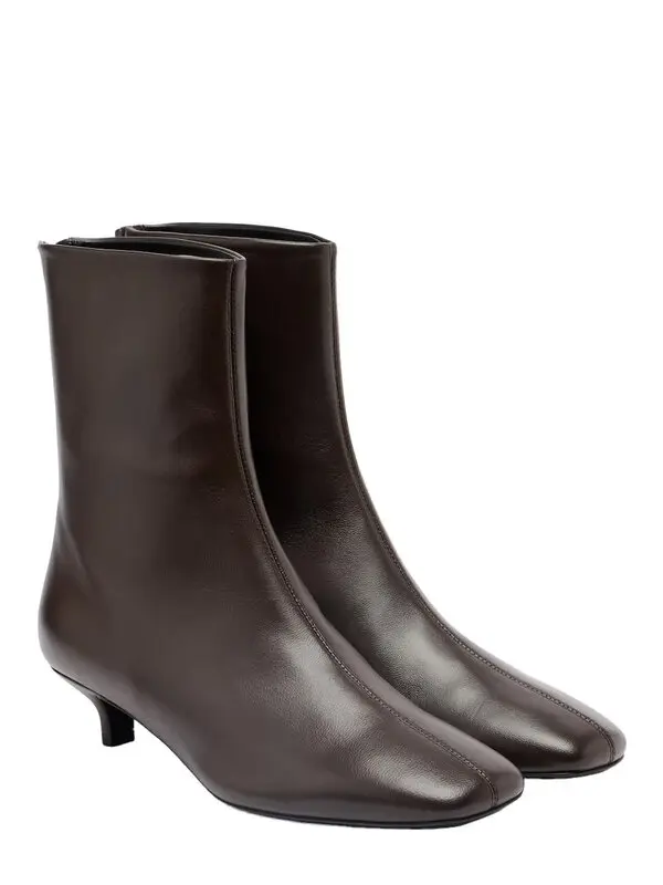 TOTEME Leather Ankle Boots - Brown