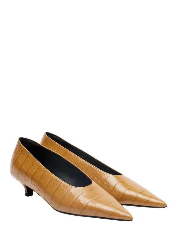 TOTEME 35 Croc-effect Leather Pumps - Brown