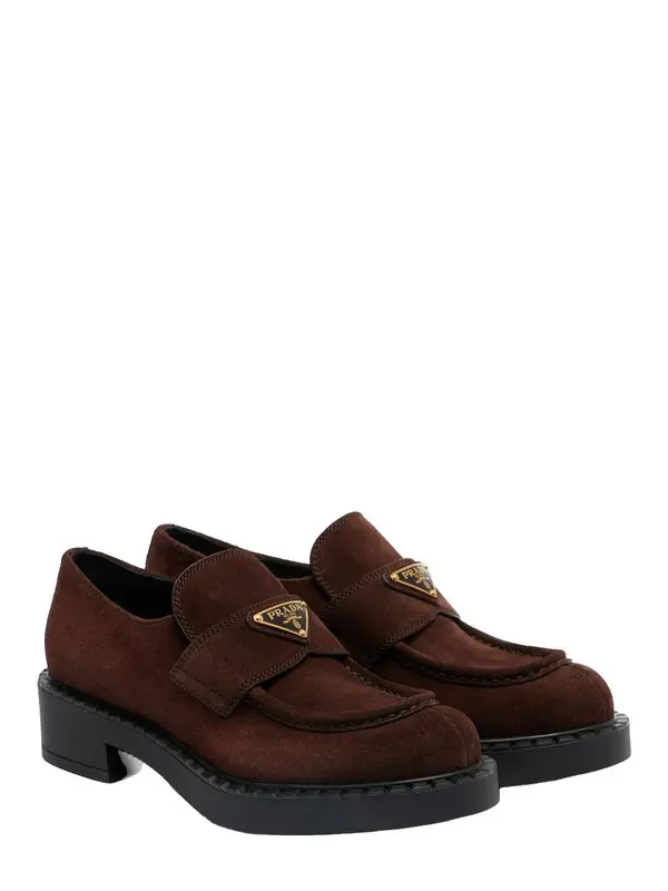 Prada Chocolate Suede Loafers - Brown