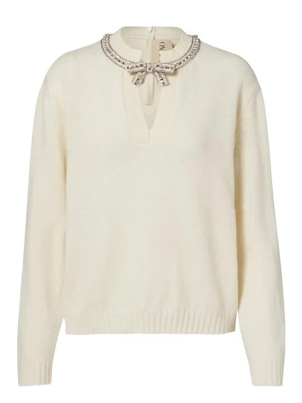 Valentino Garavani Bow-detail Virgin Wool Sweater - White