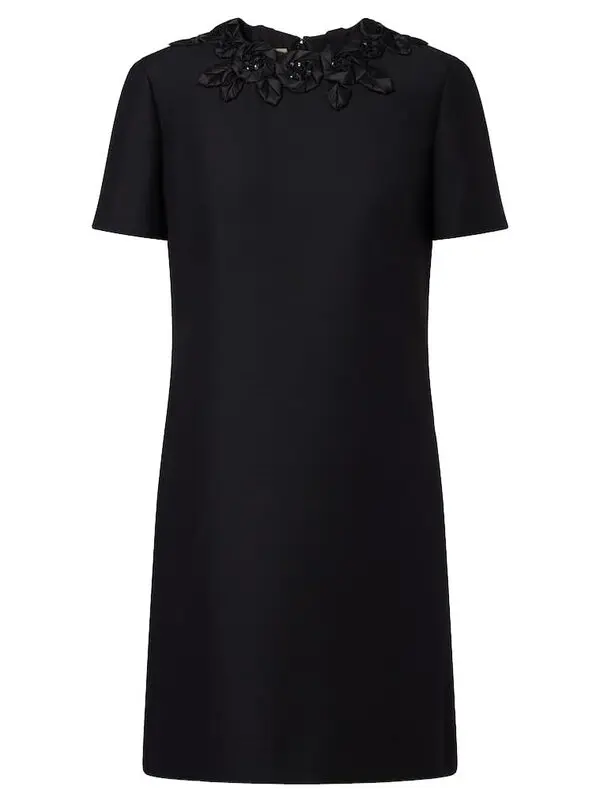 Valentino Garavani Embellished Wool And Silk Minidress - Black