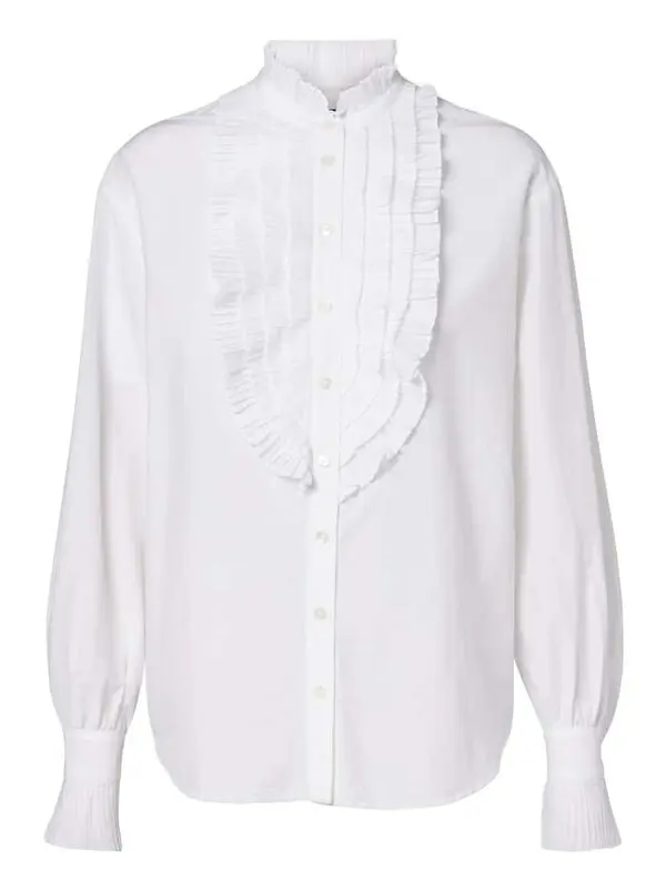 Polo Ralph Lauren Ruffled Cotton And Silk Blouse - White