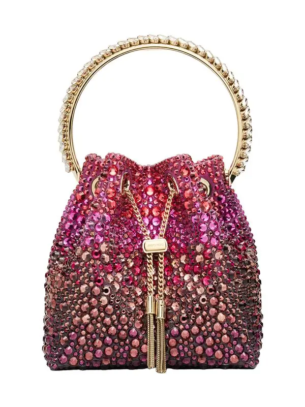 JIMMY CHOO Bon Bon Ombre Crystal Top-handle Bucket Bag - Winter Blo