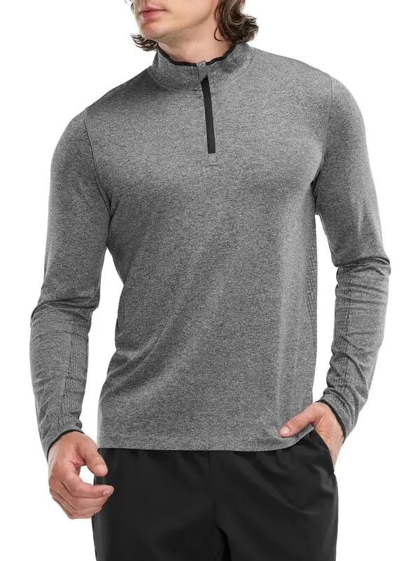 PELOTON Seamless Melange Quarter Zip Long Sleeve - Black