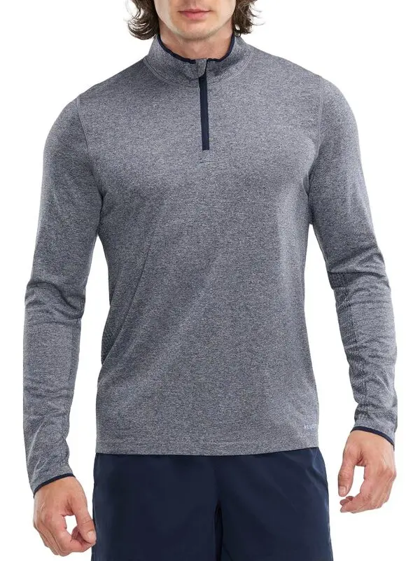 PELOTON Seamless Melange Quarter Zip Long Sleeve - Deep Navy