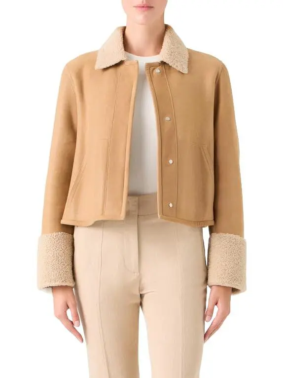 Akris Cady Genuine Shearling Reversible Jacket - Beige