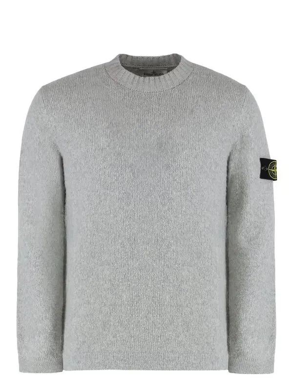 Stone Island Crew Neck Wool Blend Sweater - Grey