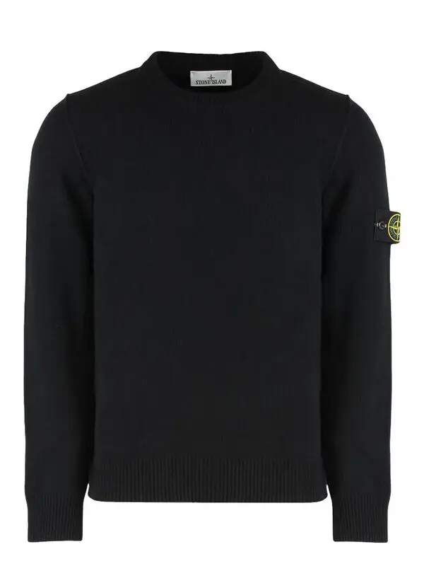Stone Island Wool Crew Neck Sweater - Black