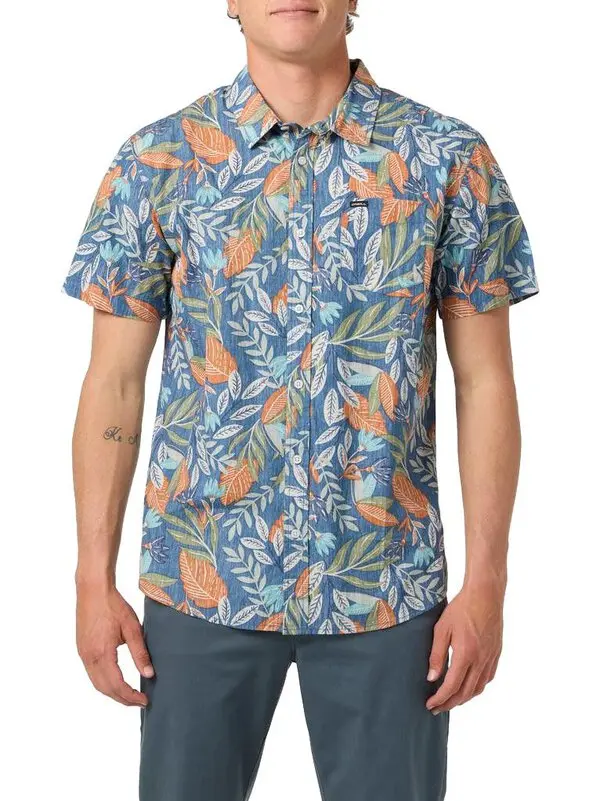 O'Neill Terrace Print Short Sleeve Button-up Shirt - Midnight Navy