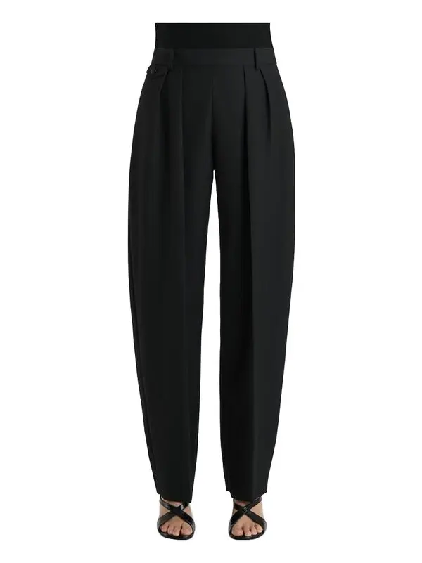Khaite Dugan Pleated Wool Trousers - Black