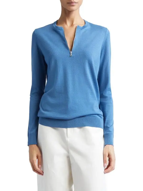 Partow Mallory Half-zip Sweater - Cerulean