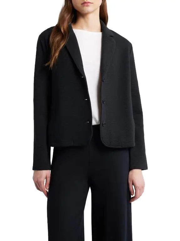 Eileen Fisher Notch-collar Organic Cotton-blend Jacket - Black