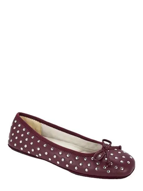 Yosi Samra Stella Studded Ballet Flat - Burgundy