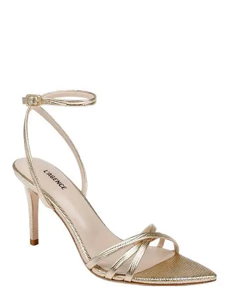 L'Agence Ankle Strap Sandal - Gold Lizard