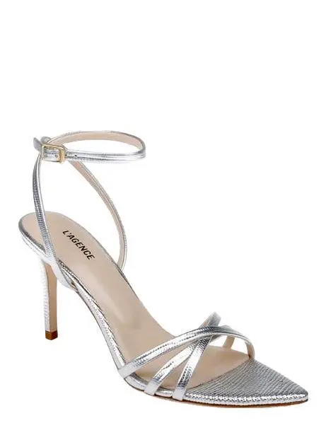 L'Agence Ankle Strap Sandal - Silver Lizard