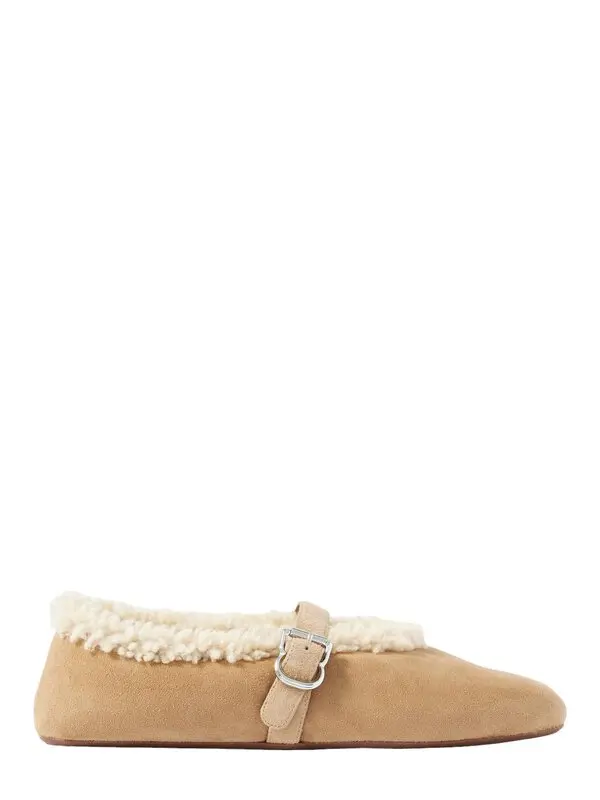 Alaïa Shearling Ballet Flats - Brown