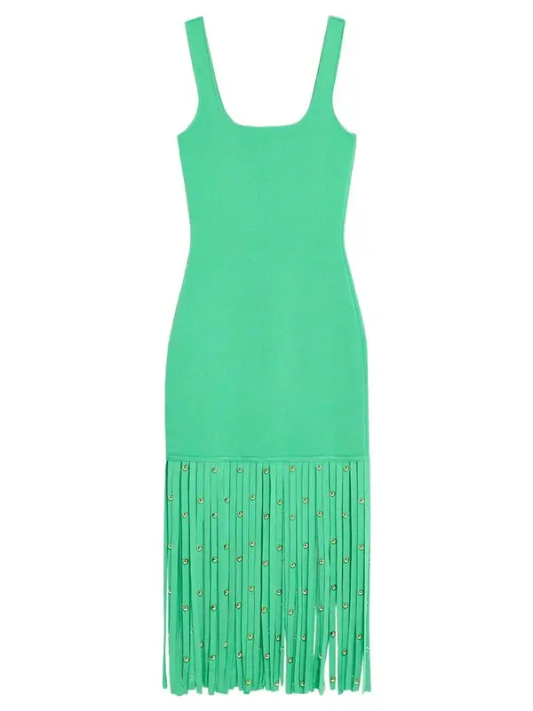 Simkhai Romelia Fringe Knit Midi Dress - Parakeet