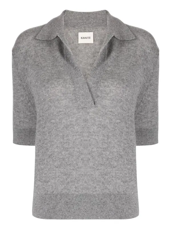 Khaite Shrunken Cashmere Polo Shirt - Grey