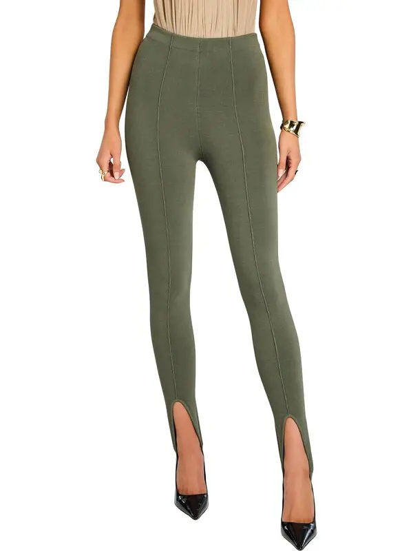 SEROYA Kelsey Stirrup Leggings - Grove Green