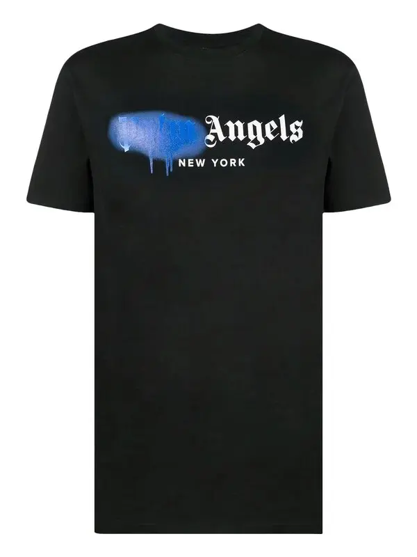 Palm Angels New York Sprayed-logo T-shirt - Black
