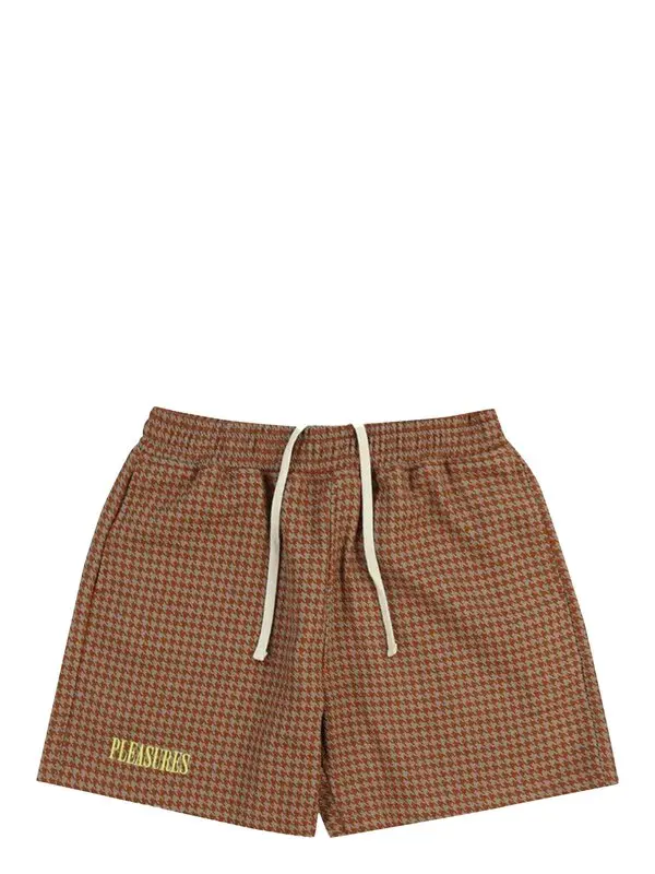 PLEASURES Intercept Houndstooth Shorts - Brown