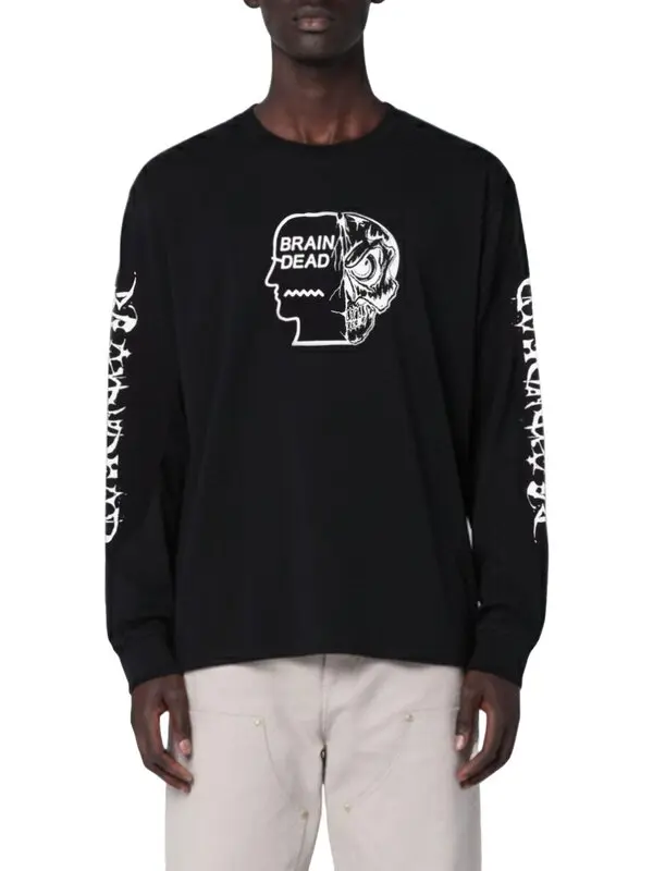BRAIN DEAD Printed Long-sleeve T-shirt - Black