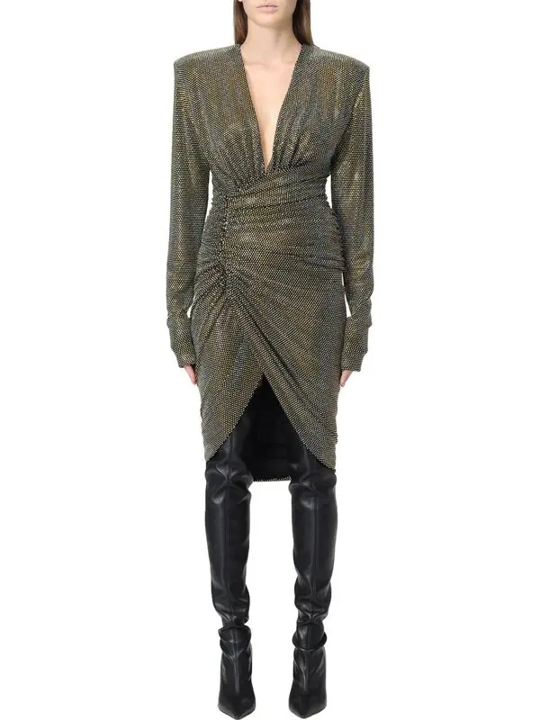Alexandre Vauthier Embellished Draped Dress - Yellow