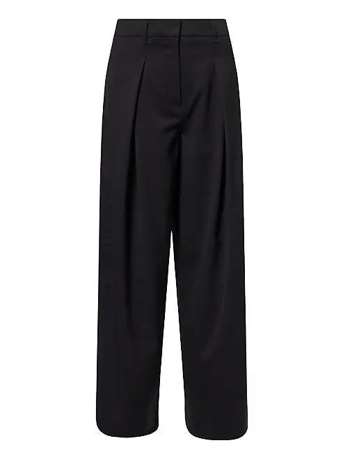 ME+EM Exaggerated Wide-leg Wool Trousers - Black
