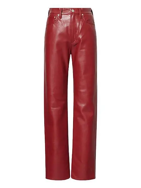 AGOLDE 90's Pinch Waist Leather-blend Jeans - Brick (dk Dusty Red)