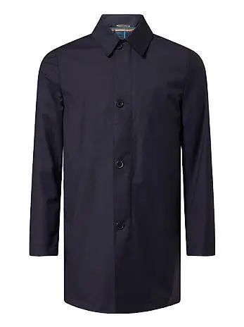 Paul Smith Classic-collar Long-sleeve Wool Coat - Navy
