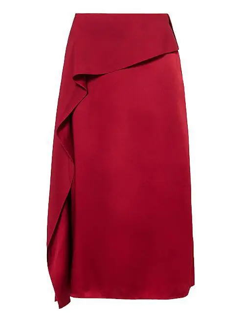 Erdem Satin-cady Draped Midi Skirt - Ruby Red