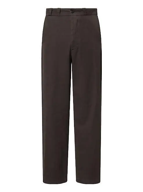 THE ROW Ottis Straight-leg Cotton-cashmere Blend Trousers - Mud
