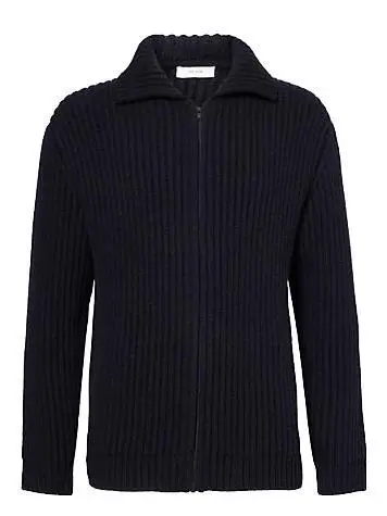 THE ROW Hornby Ribbed-knit Cashmere Cardigan - Dark Navy
