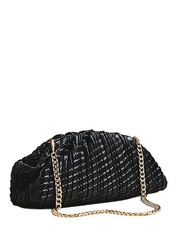 URBAN EXPRESSIONS Oversized Woven Clutch With Chain Strap - Black