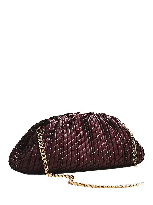 URBAN EXPRESSIONS Oversized Woven Clutch With Chain Strap - Wine